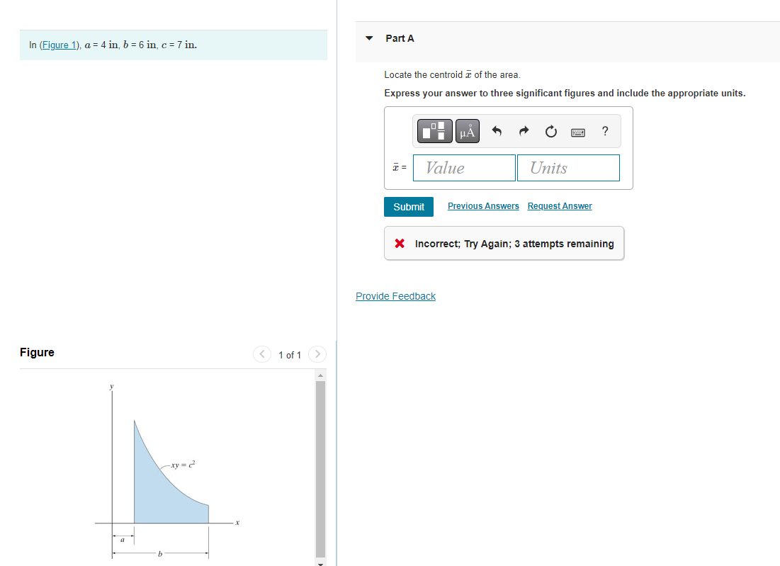 Solved In (Figure 1), a=4 in, b=6 in, c=7 in. Part A Locate | Chegg.com
