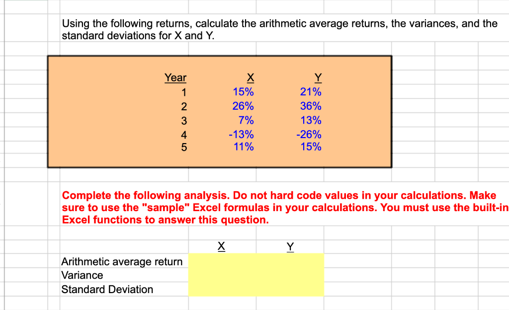 Solved Using The Following Returns Calculate The Arithmetic Chegg