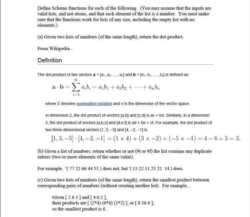 Solved Please Complete This Assignment Using Scheme 