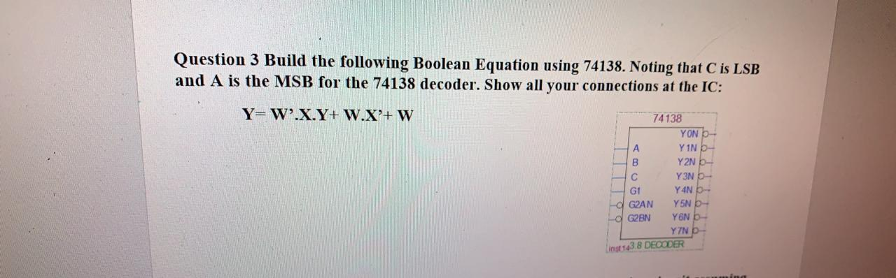 Solved Question 3 Build the following Boolean Equation using | Chegg.com