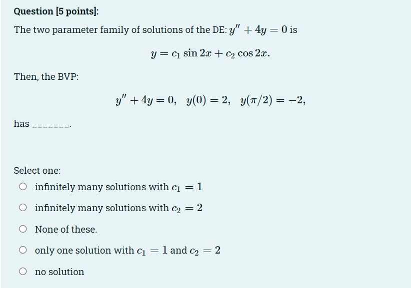 Solved Question [5 points]: The two parameter family of | Chegg.com