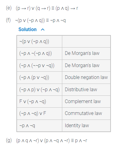 Solved (e) ( pr) v (q + r) =( pq) f) -(pv(paq) = -P4-9 | Chegg.com