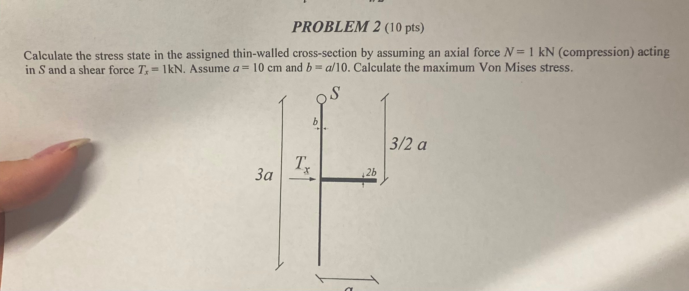 Solved PROBLEM 2 (10 ﻿pts)Calculate the stress state in the | Chegg.com