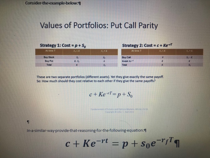 Solved Consider-the example-below: Values of Portfolios: Put | Chegg.com
