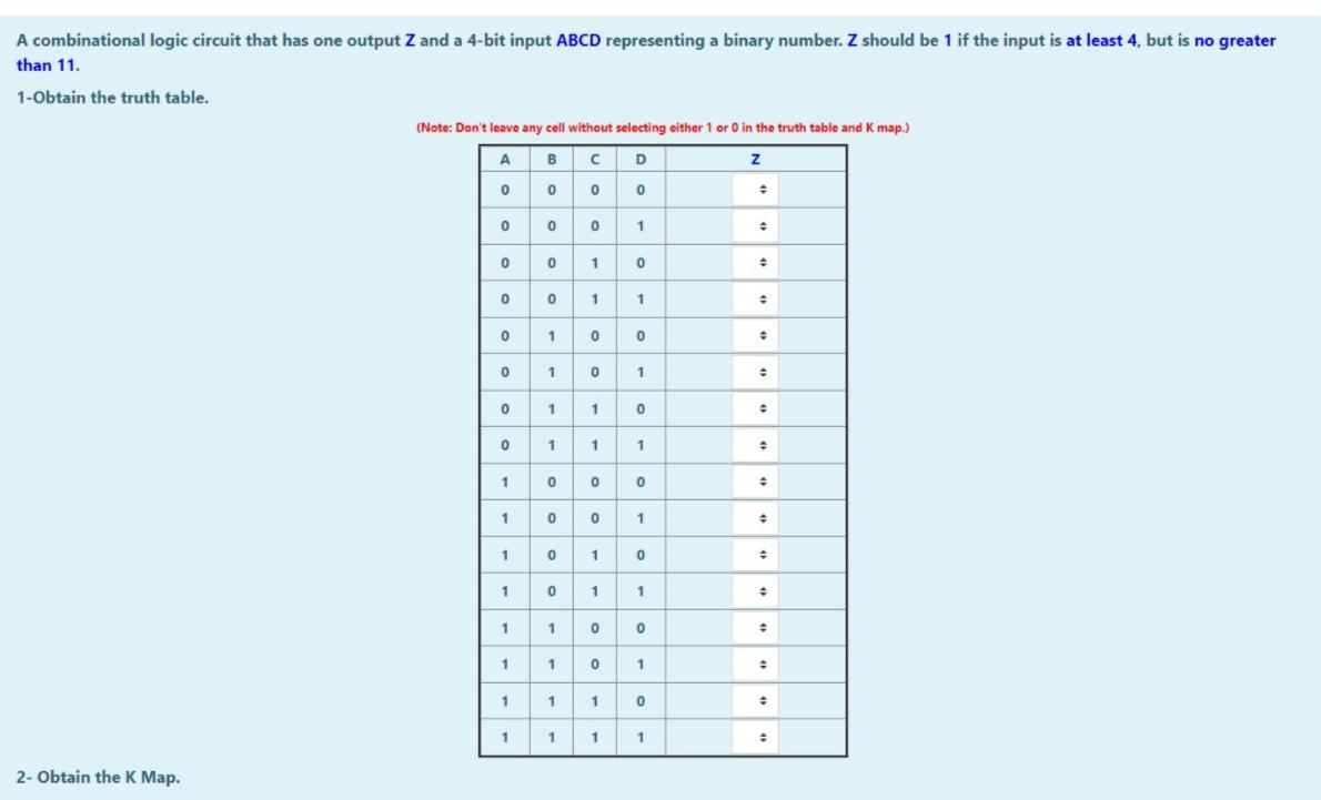 Solved A Combinational Logic Circuit That Has One Output Z