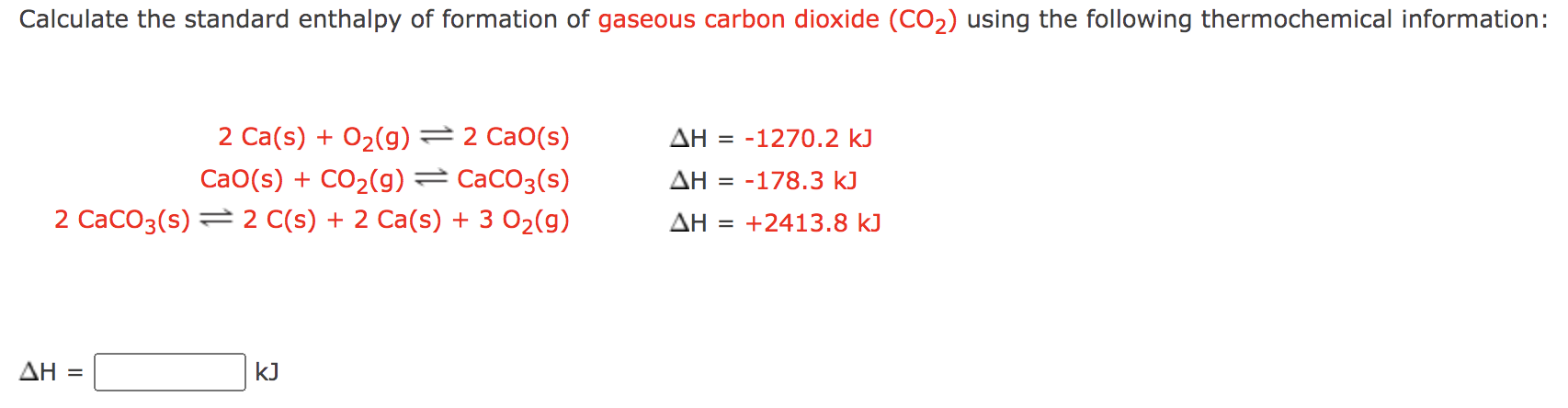 Solved Calculate the standard enthalpy of formation of | Chegg.com