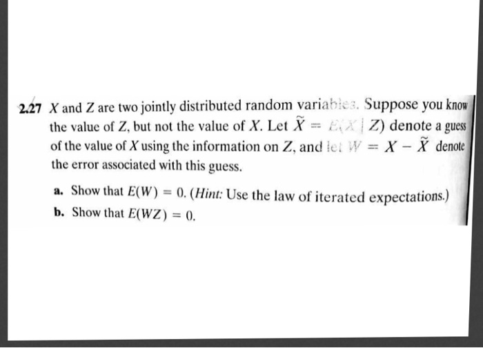Solved 2.27 X and Z are two jointly distributed random | Chegg.com