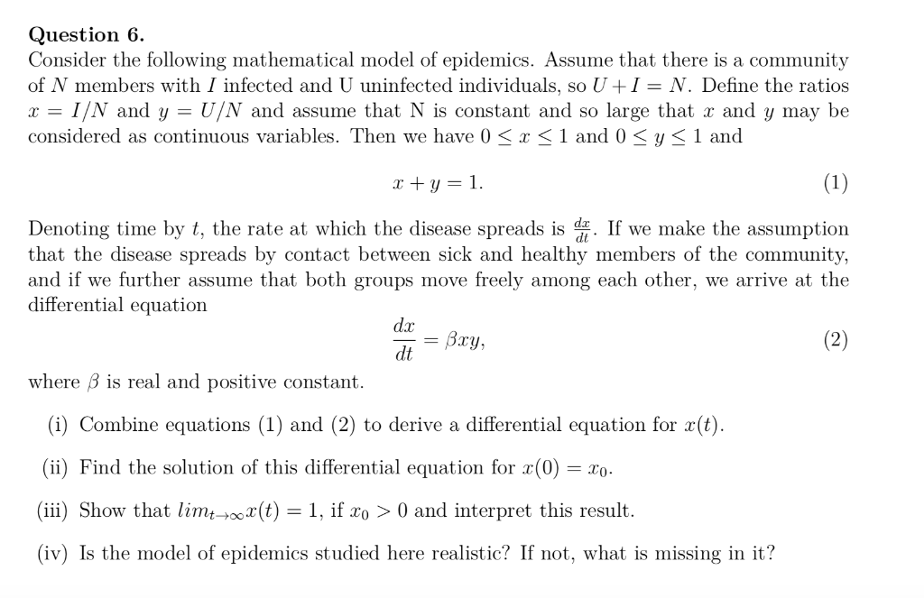Solved Question 6. Consider the following mathematical model | Chegg.com