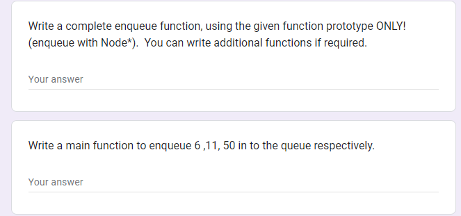 Solved Write a complete enqueue function, using the given | Chegg.com