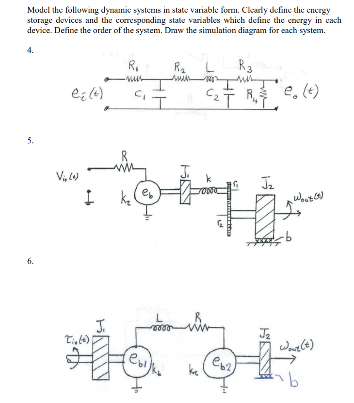 Model the following dynamic systems in state variable | Chegg.com