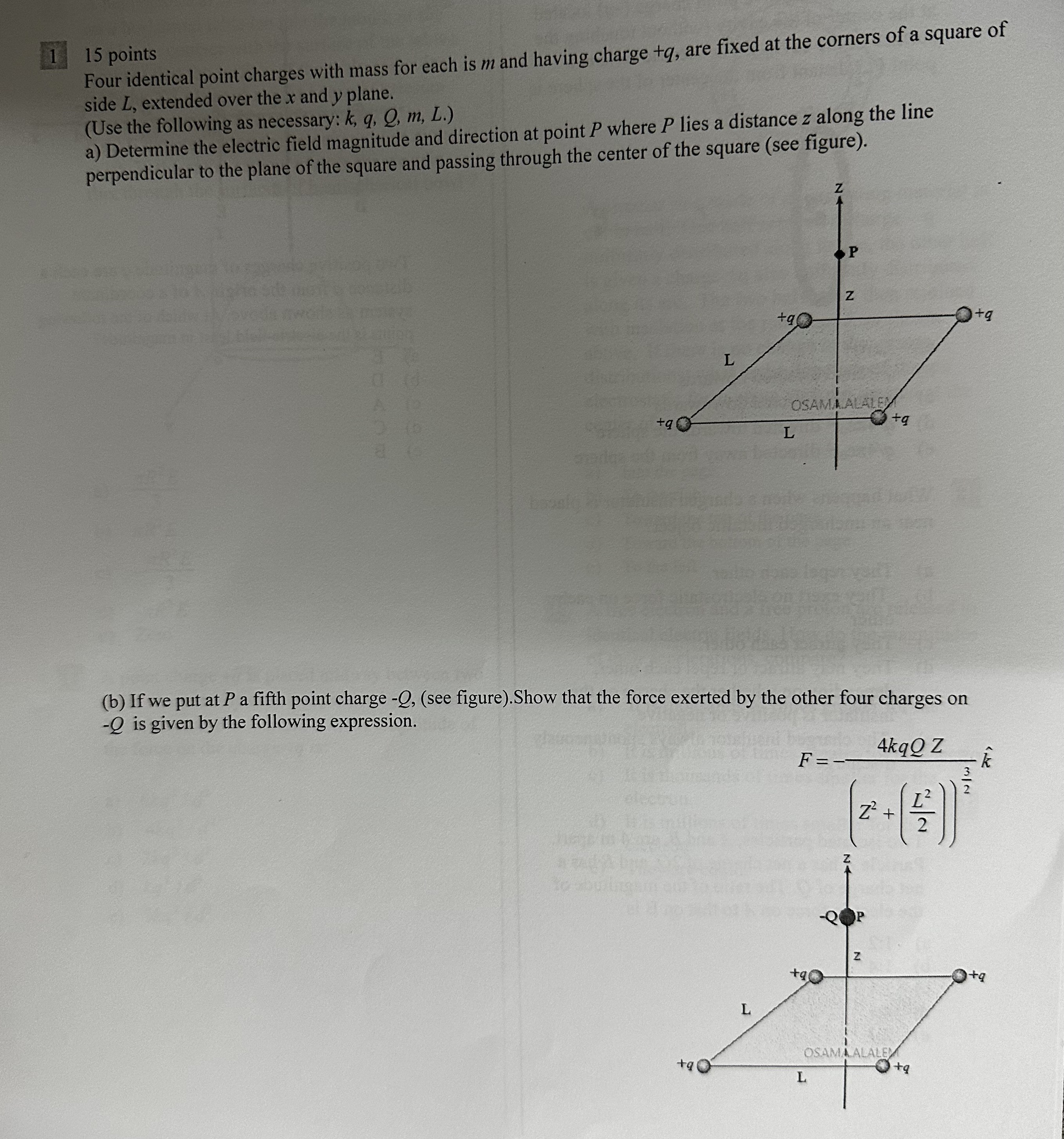 Solved 15 points\\nFour identical point charges with mass | Chegg.com