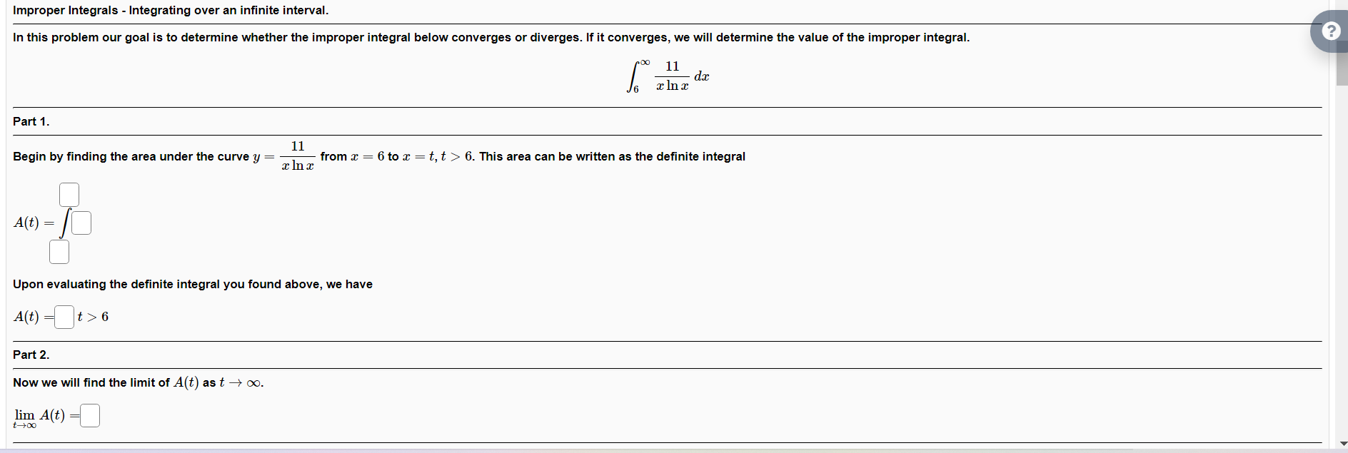 Solved Improper Integrals - Integrating over an | Chegg.com
