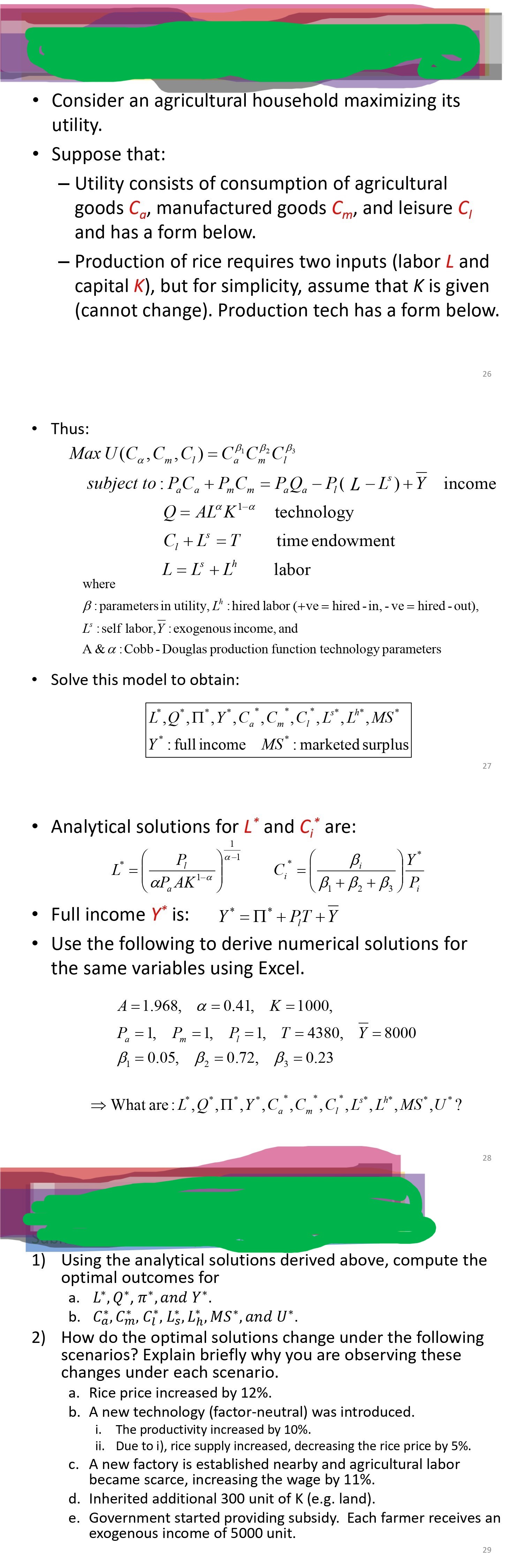 Solved - Consider an agricultural household maximizing its | Chegg.com