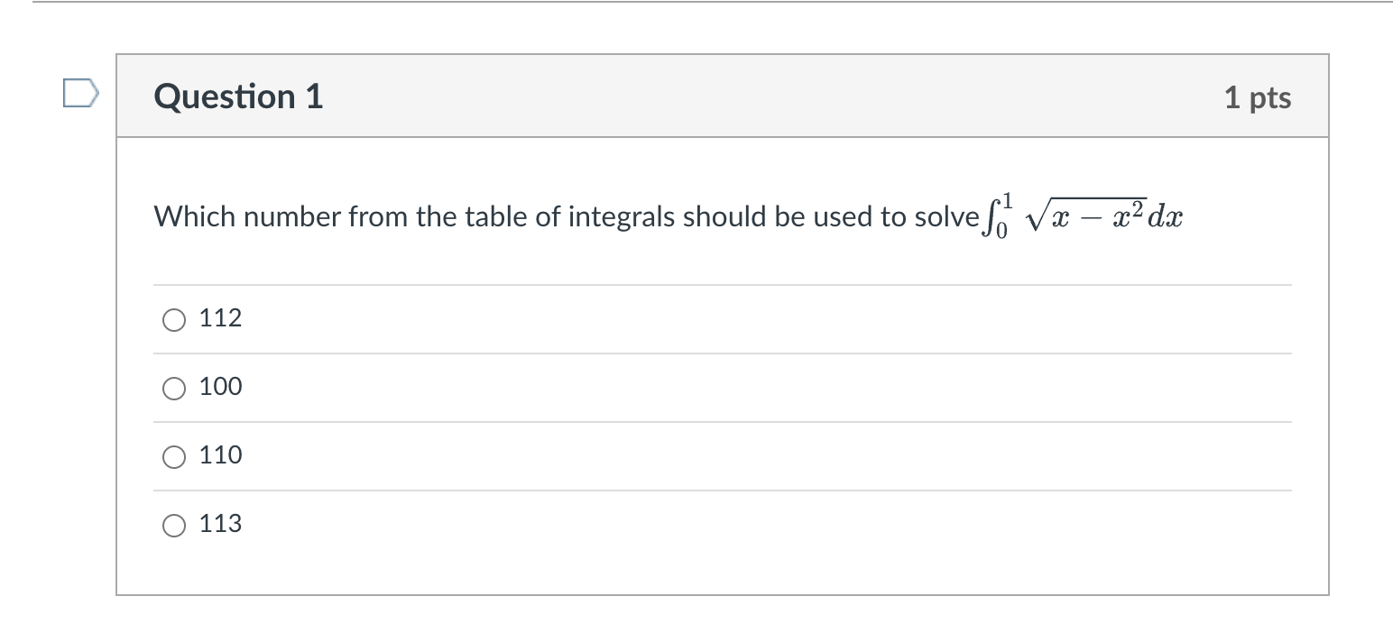 Solved Question 1Which number from the table of integrals | Chegg.com
