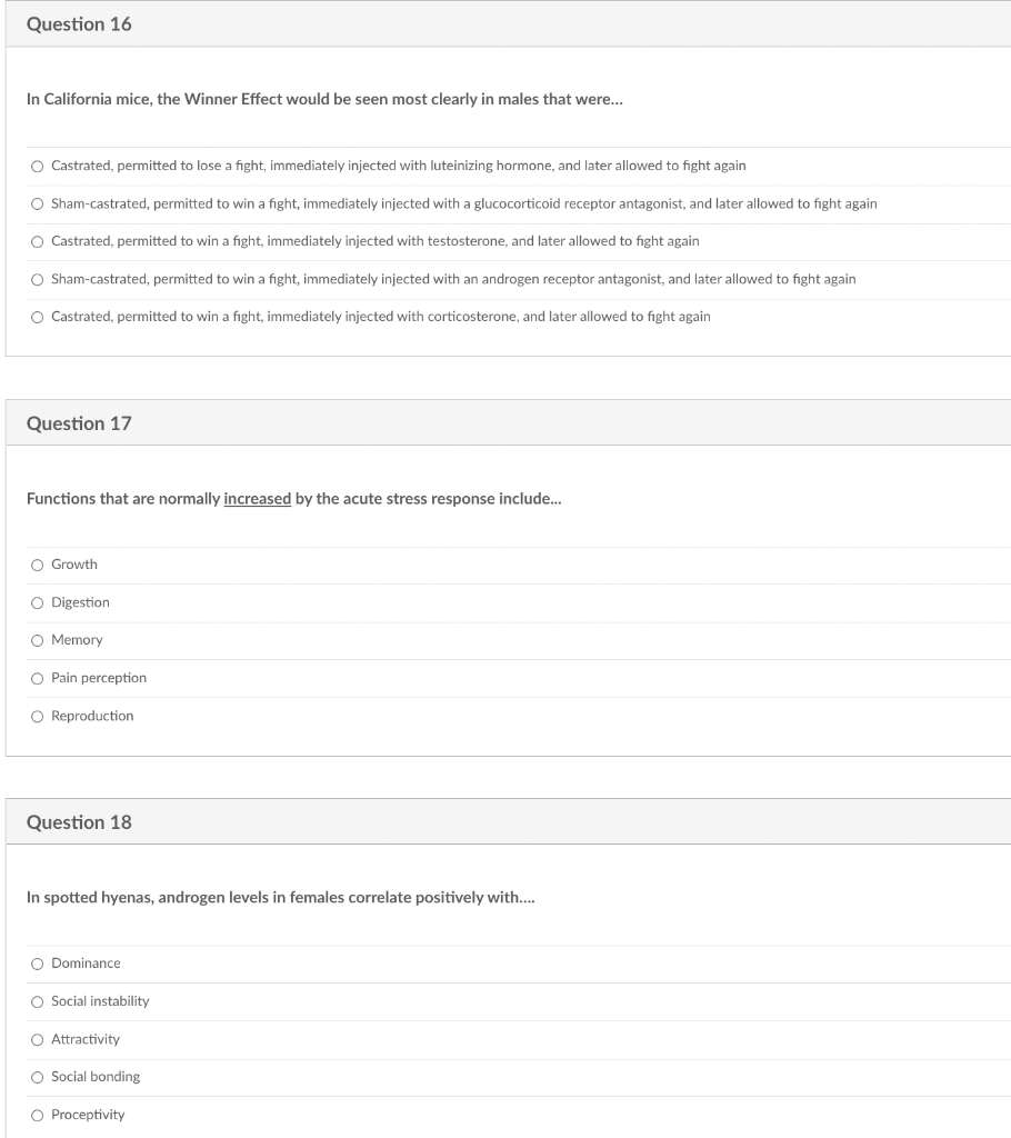 Solved In California mice, the Winner Effect would be seen | Chegg.com