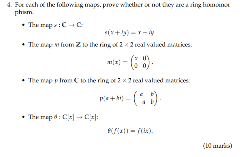 Solved 4. For each of the following maps, prove whether or | Chegg.com