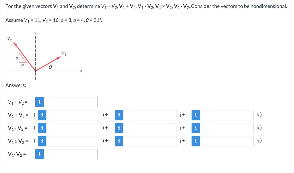 Solved For the given vectors V1 and V2, determine V1 + V2, | Chegg.com