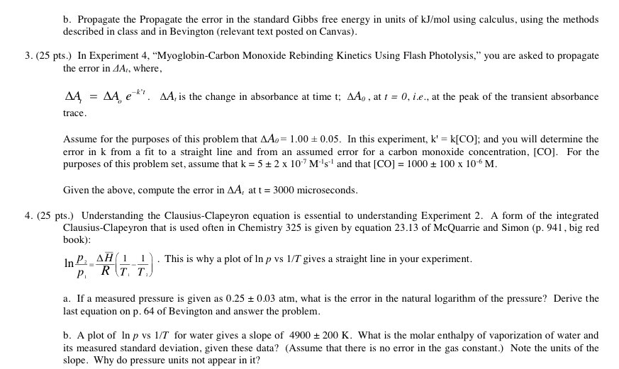 Solved b. Propagate the Propagate the error in the standard | Chegg.com
