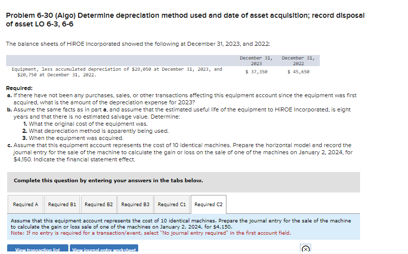 Solved Problem 6-30 (Algo) Determine depreclation method | Chegg.com Solved Problem 6-30 (Algo) Determine depreclation method | Chegg.com