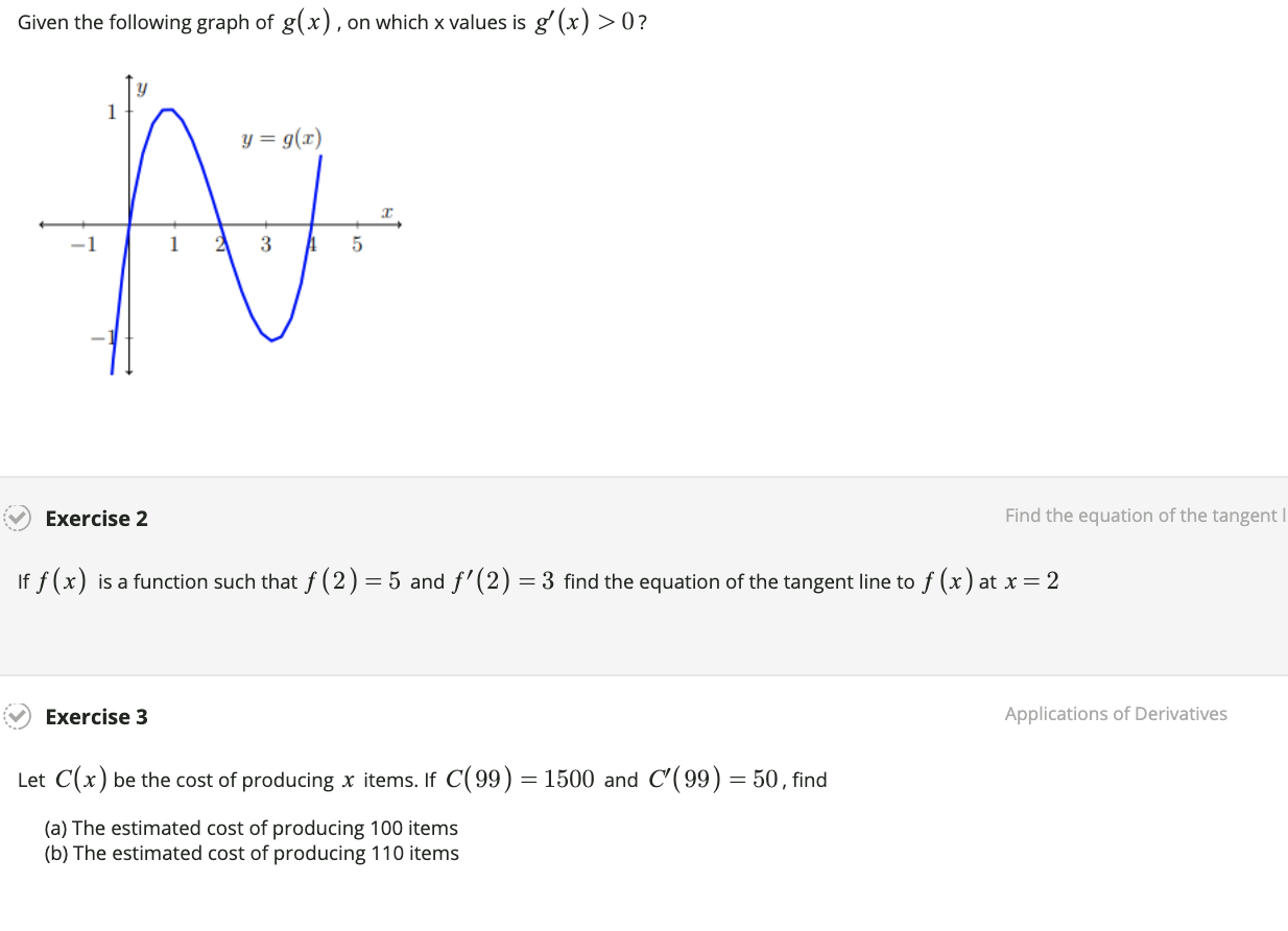 Solved Given the following graph of g(x), on which x values | Chegg.com
