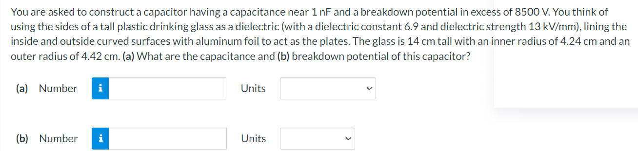 Solved You are asked to construct a capacitor having a | Chegg.com
