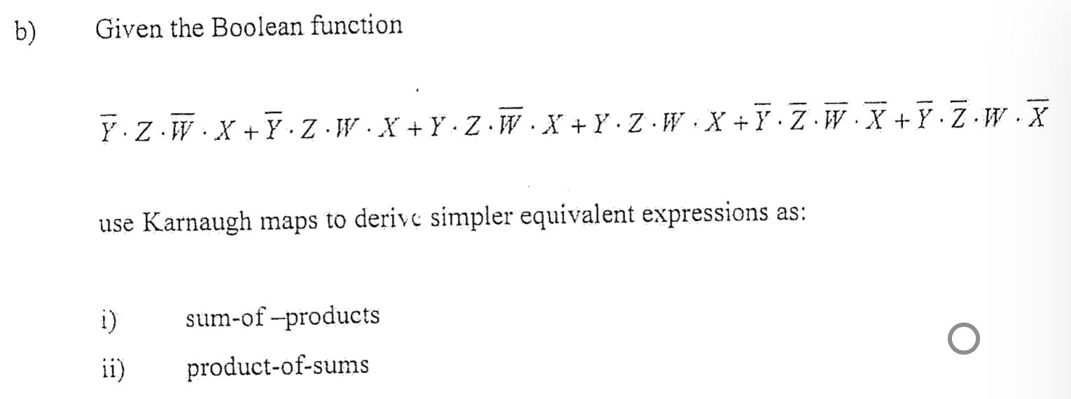Solved B Given The Boolean Function 