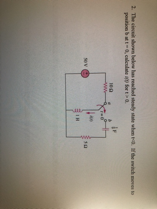 Solved 2. The circuit shown below has reached steady state | Chegg.com