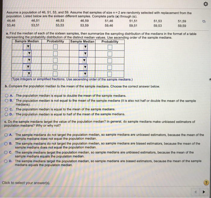 Solved Assume a population of 46, 51, 53, and 59. Assume | Chegg.com