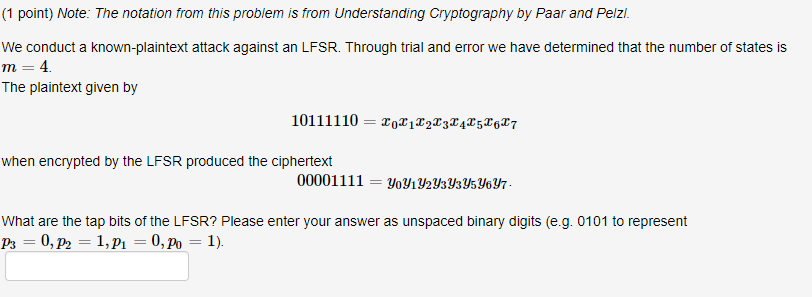 Solved (1 point) Note: The notation from this problem is | Chegg.com