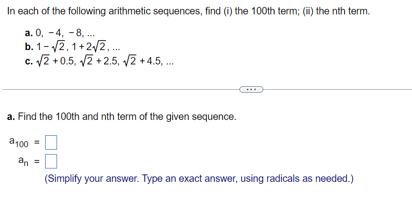 Solved In each of the following arithmetic sequences, find | Chegg.com