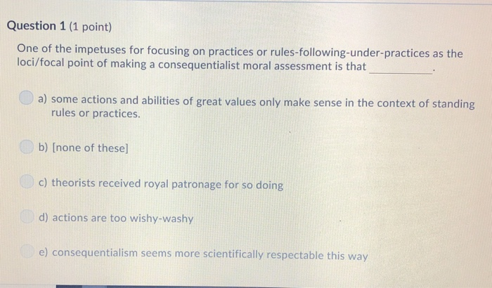 Solved Question 1 (1 point) One of the impetuses for | Chegg.com