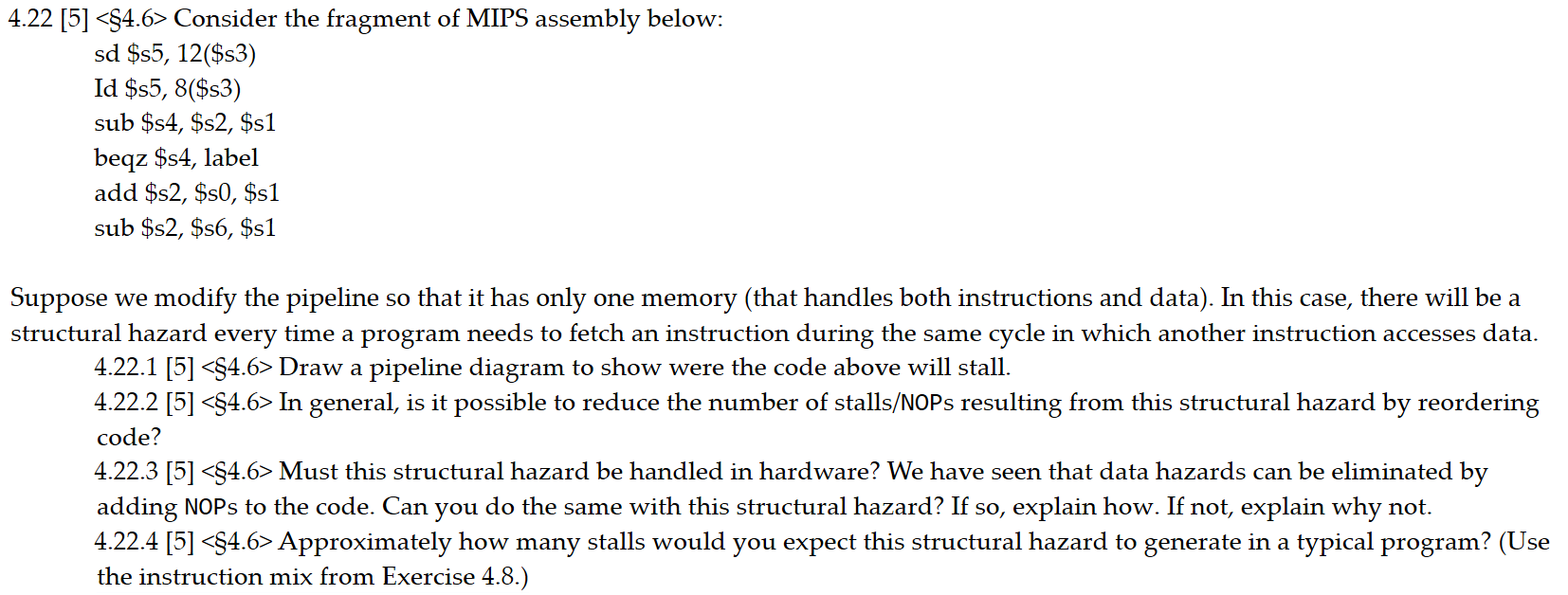 Solved 4.22[5] Consider the fragment of MIPS assembly | Chegg.com