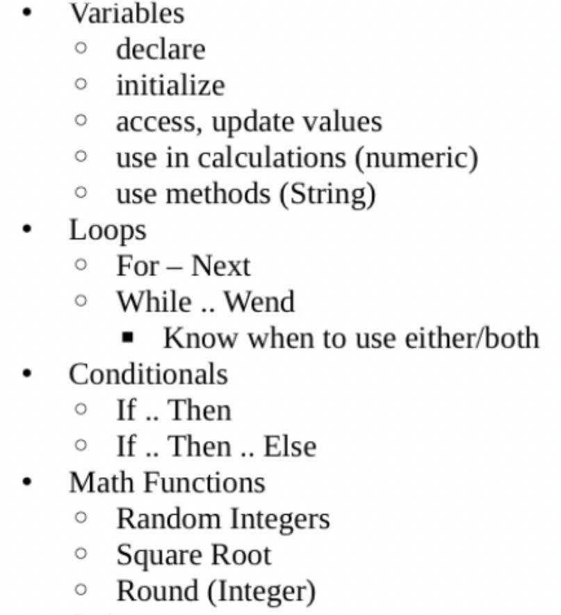 Solved Variables o declare o initialize access, update | Chegg.com