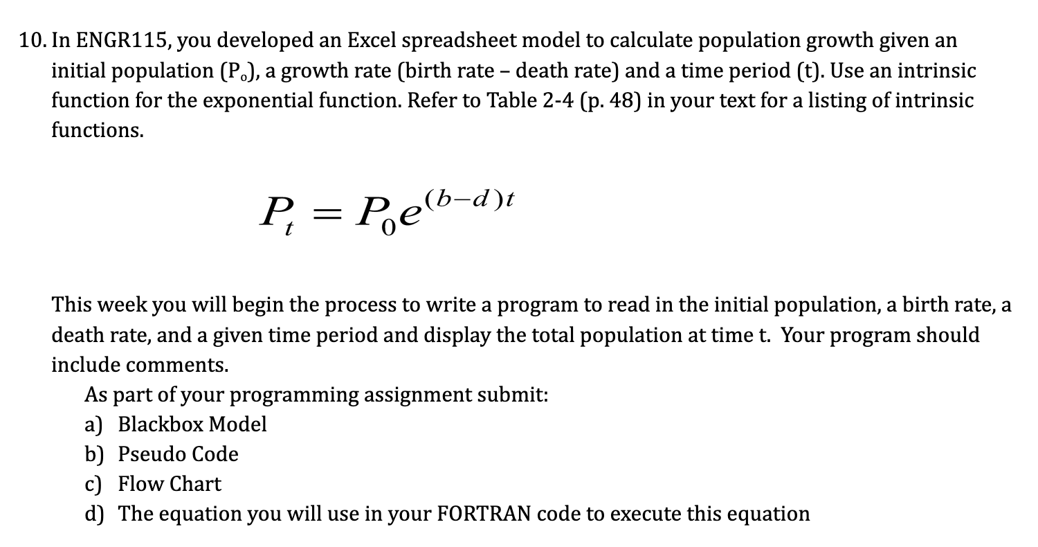 Solved 0. In ENGR115, you developed an Excel spreadsheet | Chegg.com