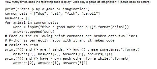 Solved How many times does the following code display "Let's | Chegg.com
