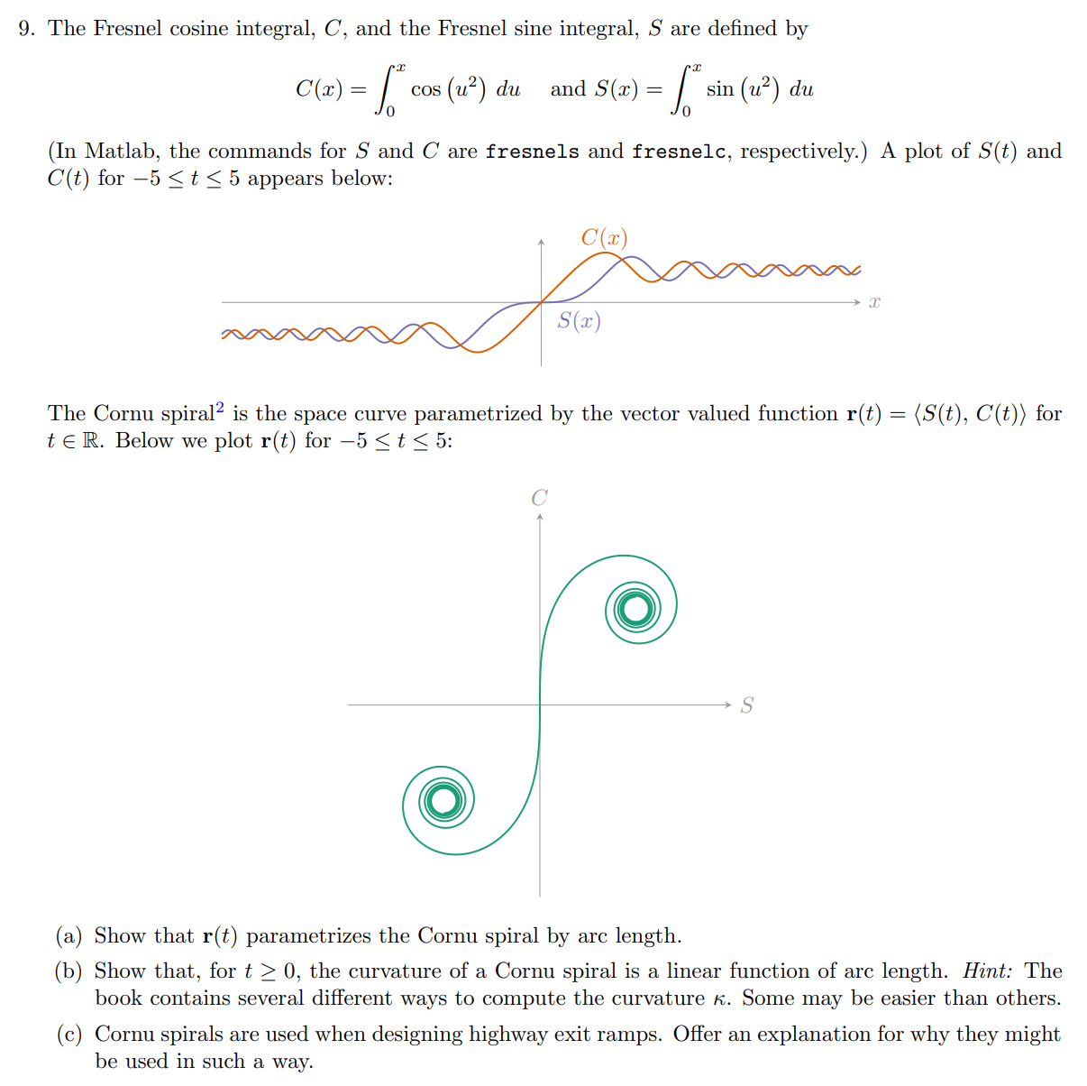 Solved The Fresnel cosine integral, C, and the Fresnel sine | Chegg.com