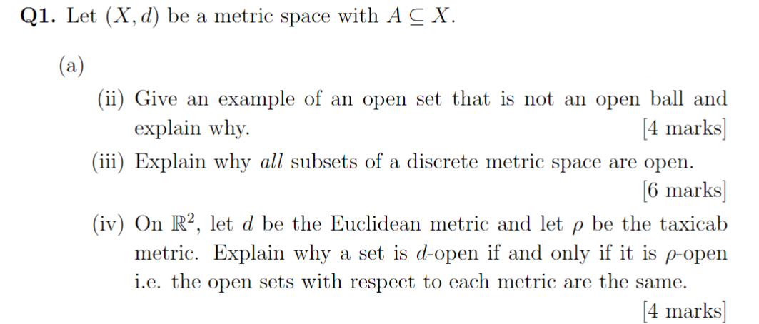 Solved Q1. ﻿Let \( (X, ﻿d) \) ﻿be a metric space with \( ﻿A | Chegg.com