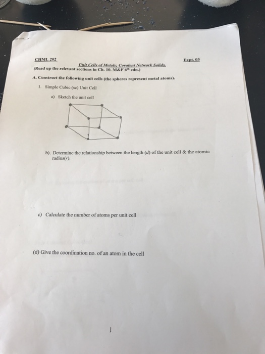 Solved Simple Cubic (sc) Unit Cell a) Sketch the unit cell | Chegg.com