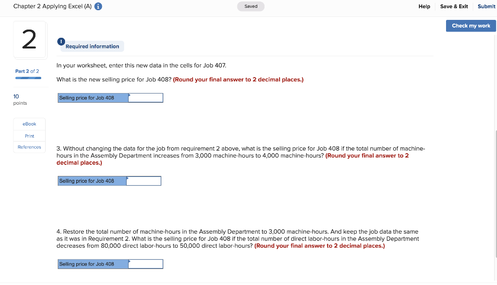 Solved Chapter 2 Applying Excel (A) i Saved Help Save & Exit | Chegg.com