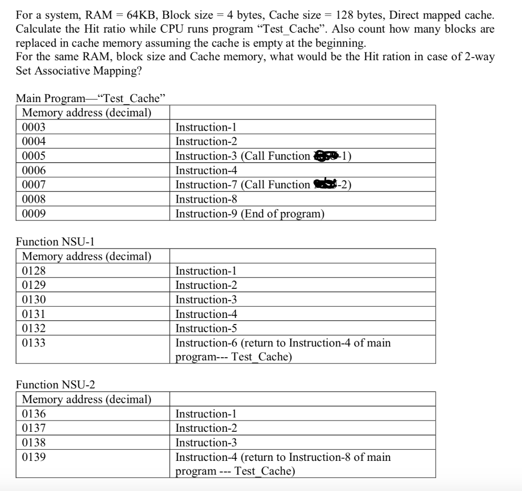 Solved For a system, RAM = 64KB, Block size = 4 bytes, Cache | Chegg.com
