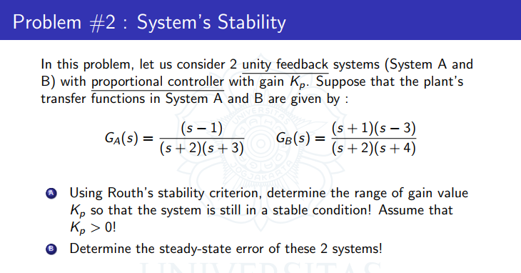 Solved Problem #2 : System's Stability In this problem, let | Chegg.com