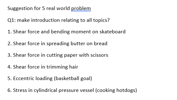 Solved Suggestion for 5 real world problem Q1: make | Chegg.com