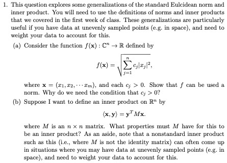 Solved 1. This question explores some generalizations of the | Chegg.com