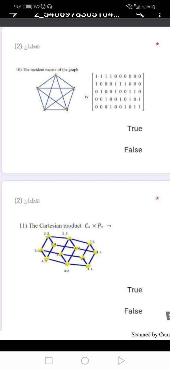Solved 1:EVO mo 6. zain IQ 2_340091OJVOTU4... نقطتان (2) 10) | Chegg.com