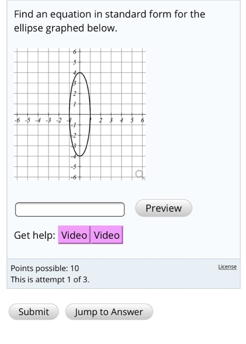 Solved Find an equation in standard form for the ellipse | Chegg.com