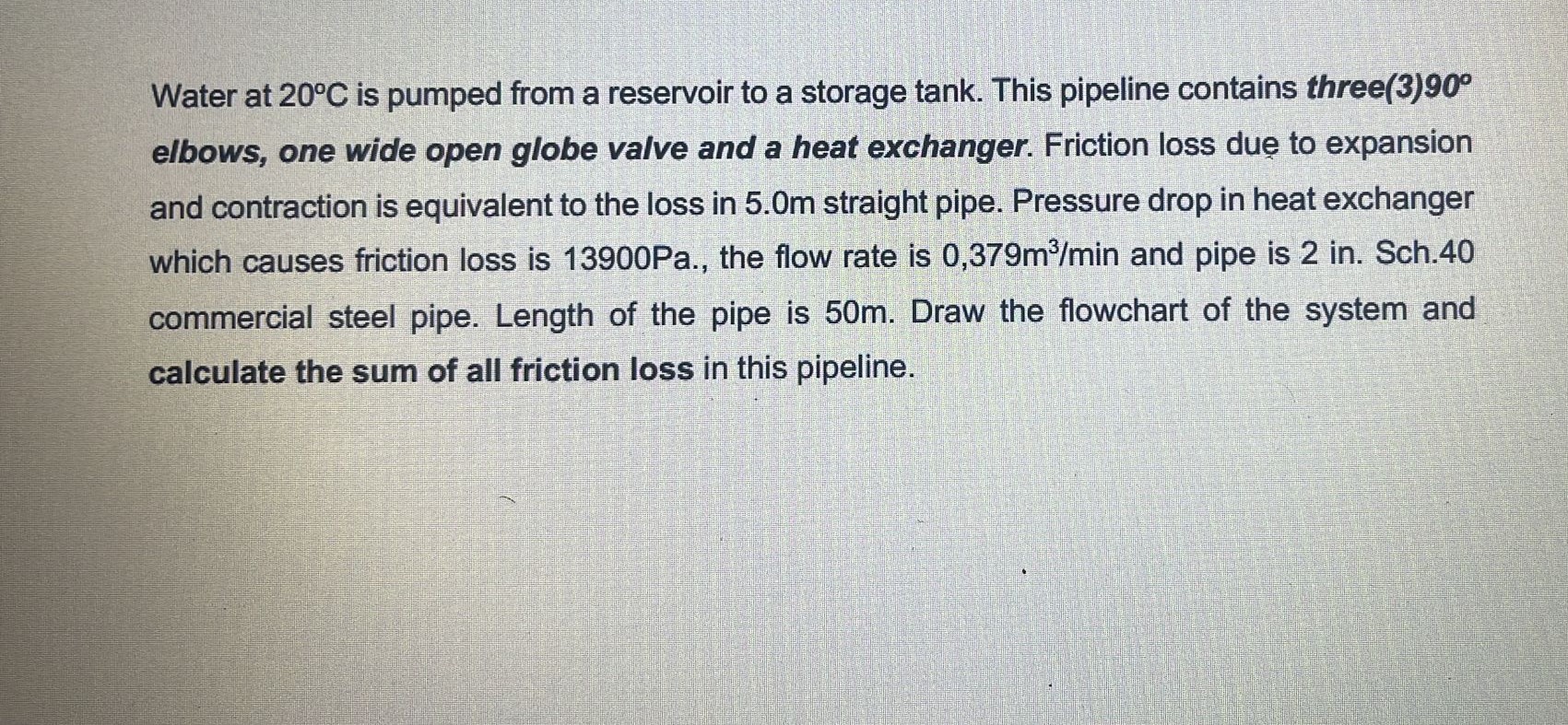 Solved elbows, one wide open globe valve and a heat | Chegg.com