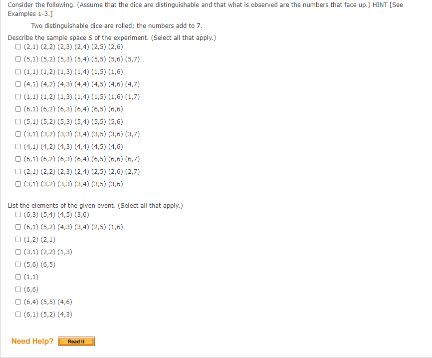 Solved Consider the following. (Assume that the dice are | Chegg.com
