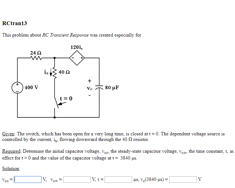 Solved RCtran13 This problem about RC Transient Response was | Chegg.com