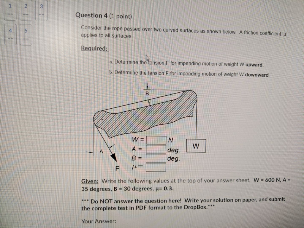 Solved Question 4 (1 point) Consider the rope passed over | Chegg.com