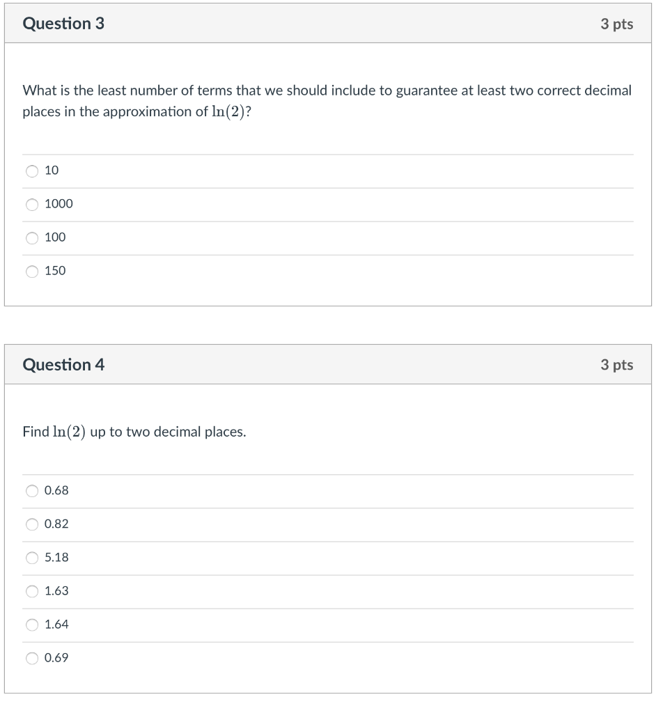 Solved The value ln(2) can be obtained by calculating the | Chegg.com